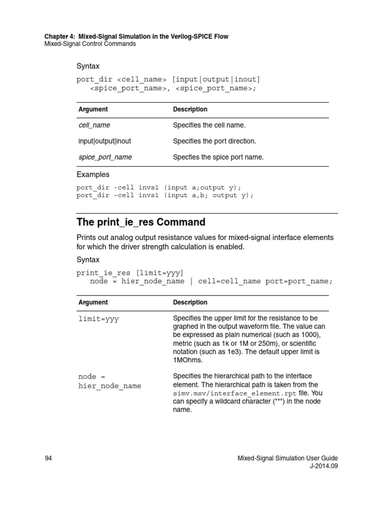 Mixed-Signal Simulation Commands Guide | PDF