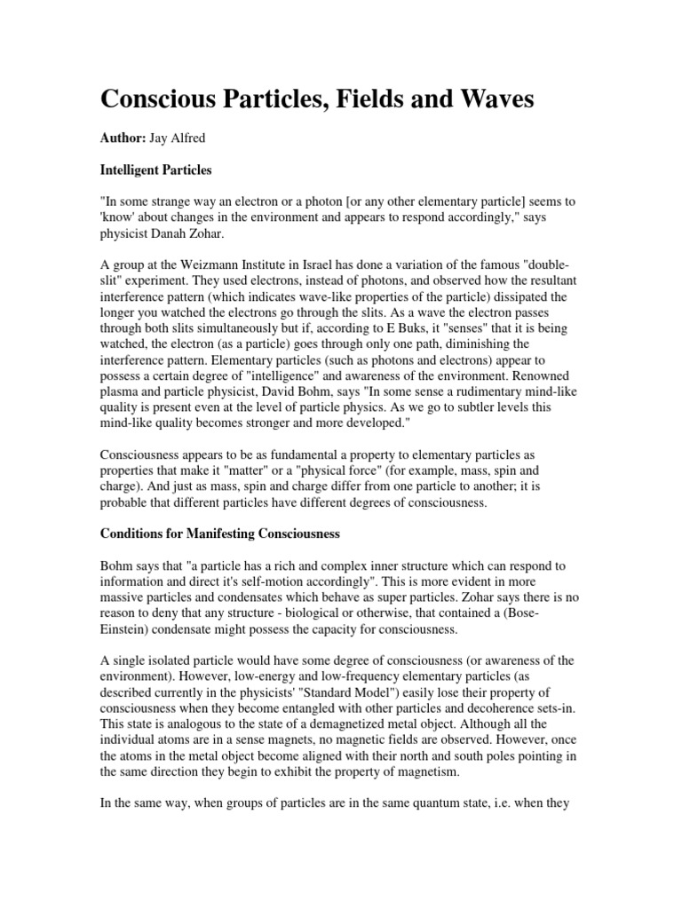 Article68-Conscious Particles, Fields and Waves | PDF | Electron | Atoms