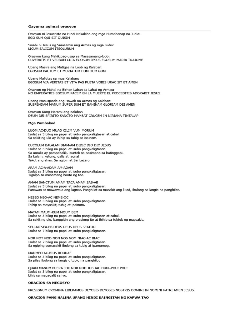 Gayuma Agimat Orasyon | PDF