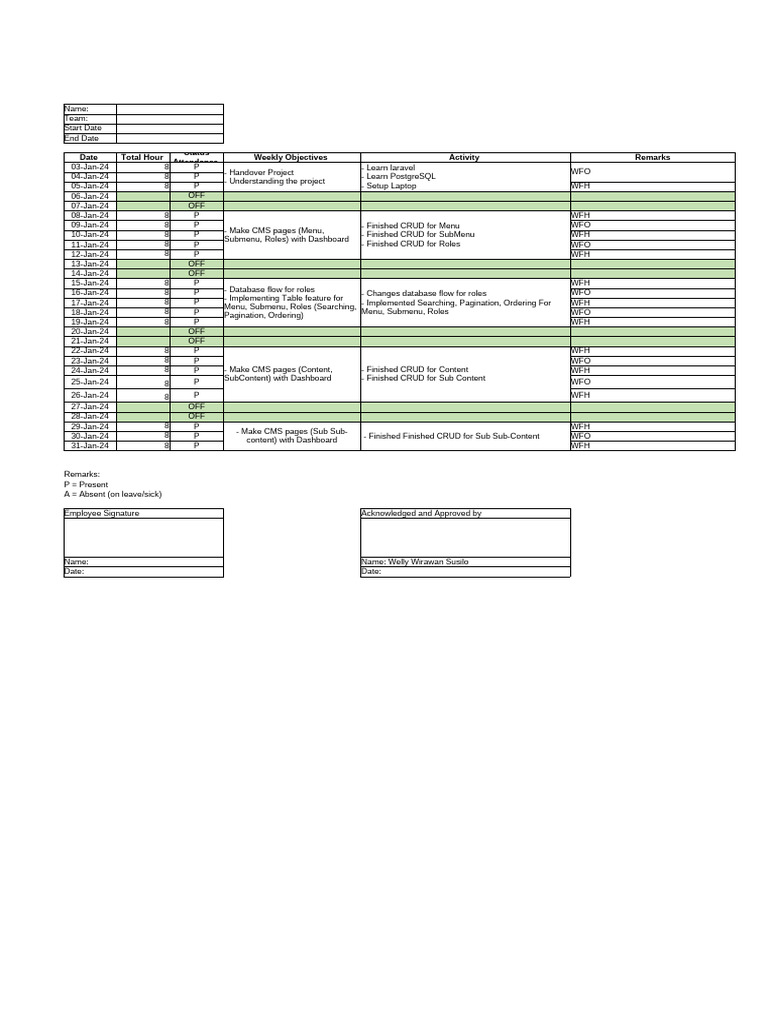 Internship Timesheet Template | PDF | Data Management Software | Data ...