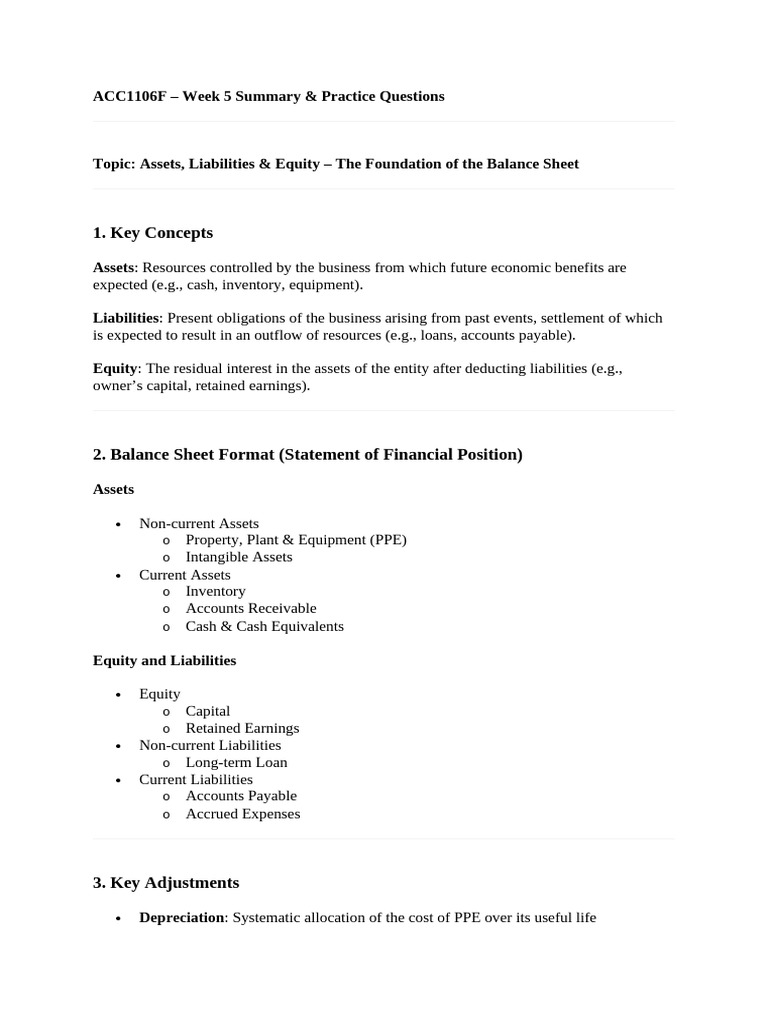 Balance Sheet Basics: Assets, Liabilities, Equity | PDF | Balance Sheet ...