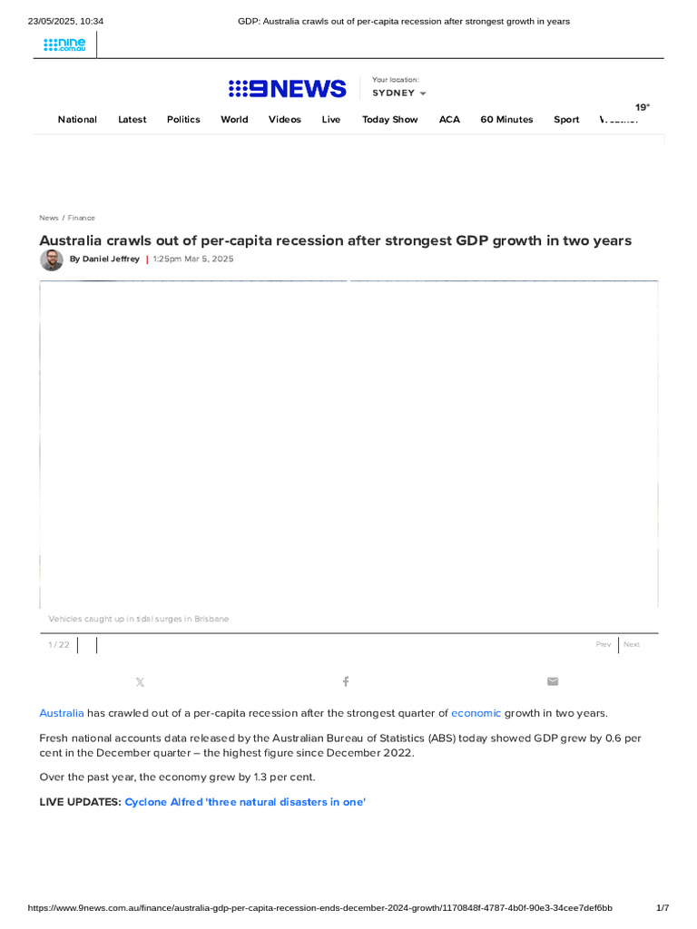 GDP - Australia Crawls Out of Per-Capita Recession After Strongest ...