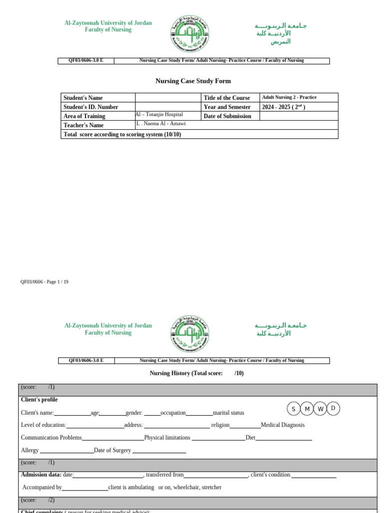 8 - Nursing Case Study Form Adult2 - 3 | PDF | Medical Diagnosis | Nursing