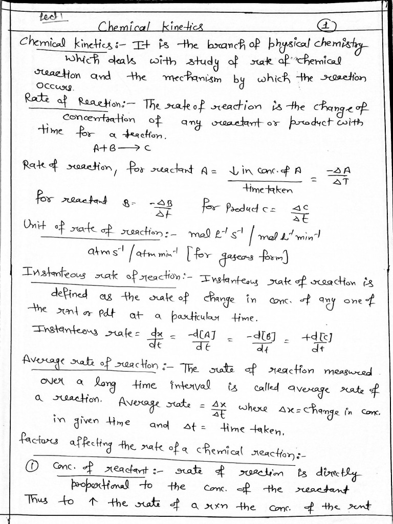 Class 12 Chemistry Chapter 3 Chemical Kinetics Notes | PDF