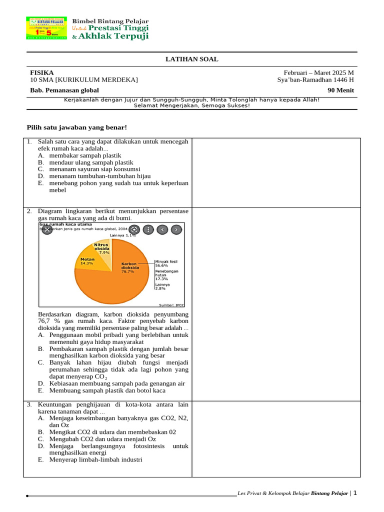 KM - PM ASTS 2 Fisika 10 SMA (Pemanasan Global) (Layout) TA 24-25 | PDF