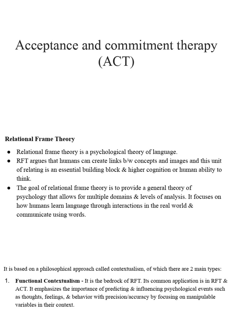 Acceptance and Commitment Therapy (ACT) | PDF | Thought | Psychotherapy