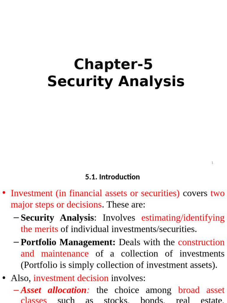 Ch. 5 Security Analysis | PDF | Valuation (Finance) | Discounted Cash Flow