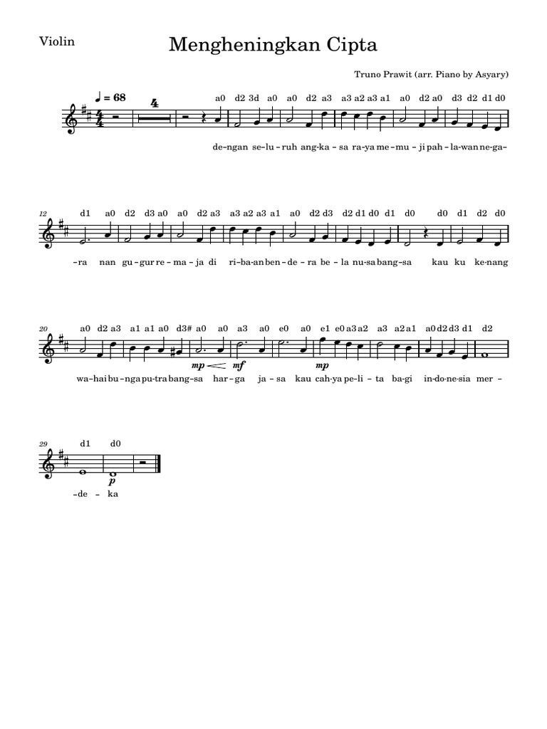 Mengheningkan Cipta T. Prawit Mengheningkan Cipta-Violin | PDF