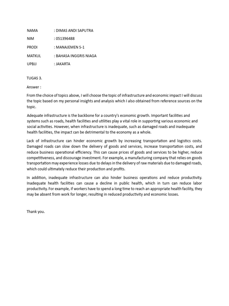 Dimas Andi Saputra 051396488 Tugas 3 Bahasa Inggris | PDF