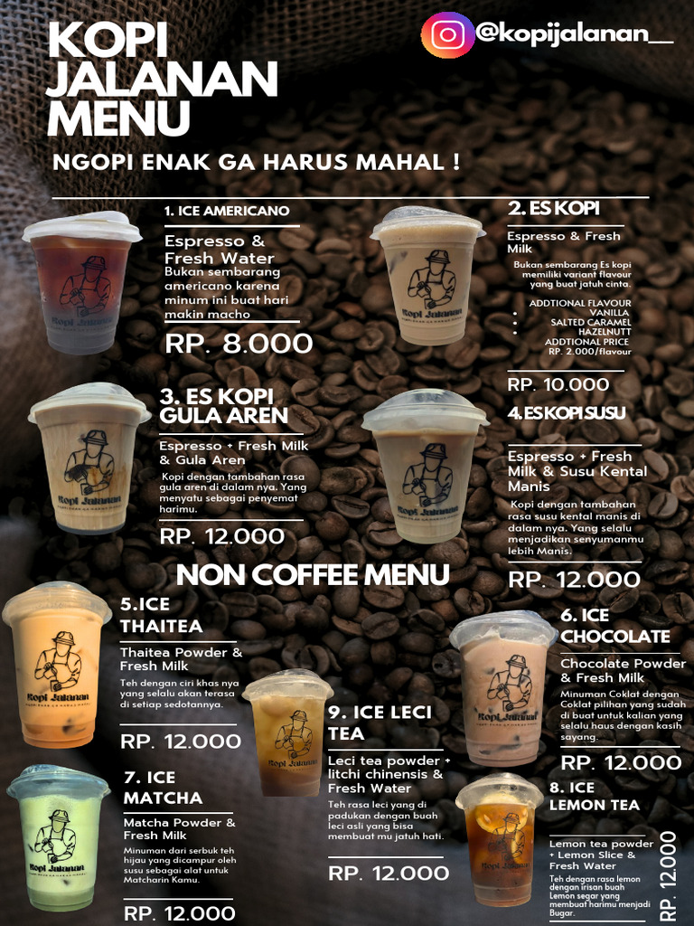 Menu Es Kopi Kekinian dan Variannya | PDF