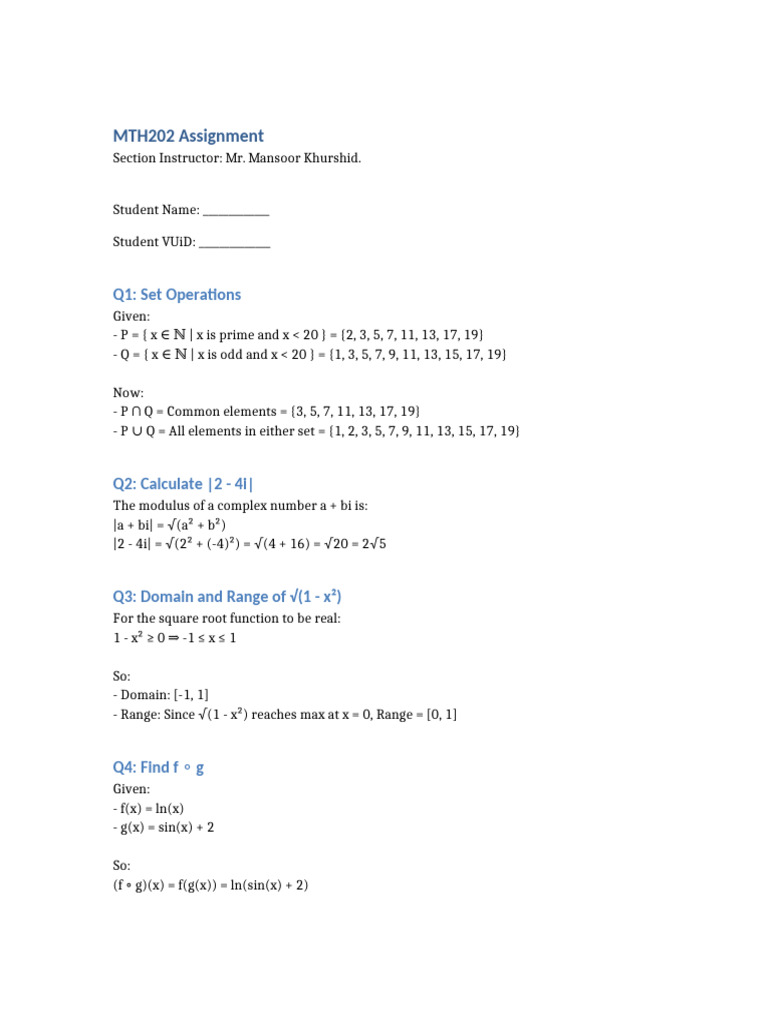 MTH202 Assignment Solution | PDF