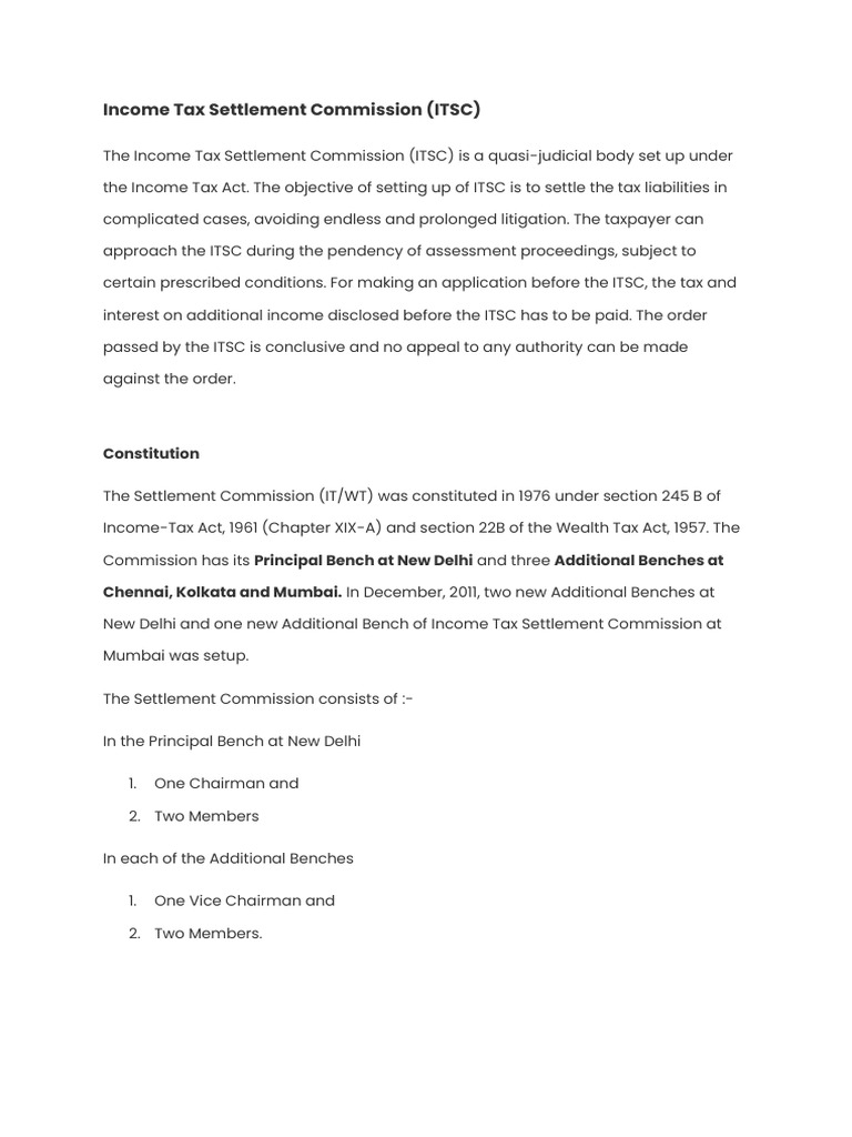Income Tax Settlement Commission | PDF | Taxes | Income Tax