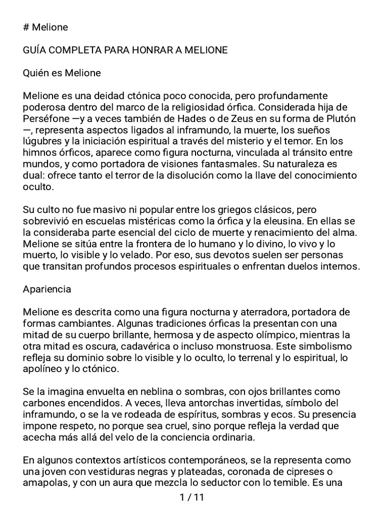 Melione | PDF | Perséfone | Inframundo griego
