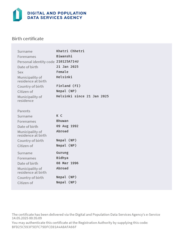 Birth Certificate | PDF