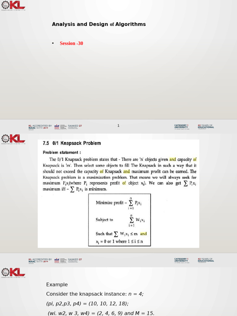30 Knapsack Using Fifo | PDF