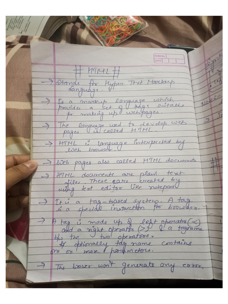HTML Definition Handwritten Notes | PDF