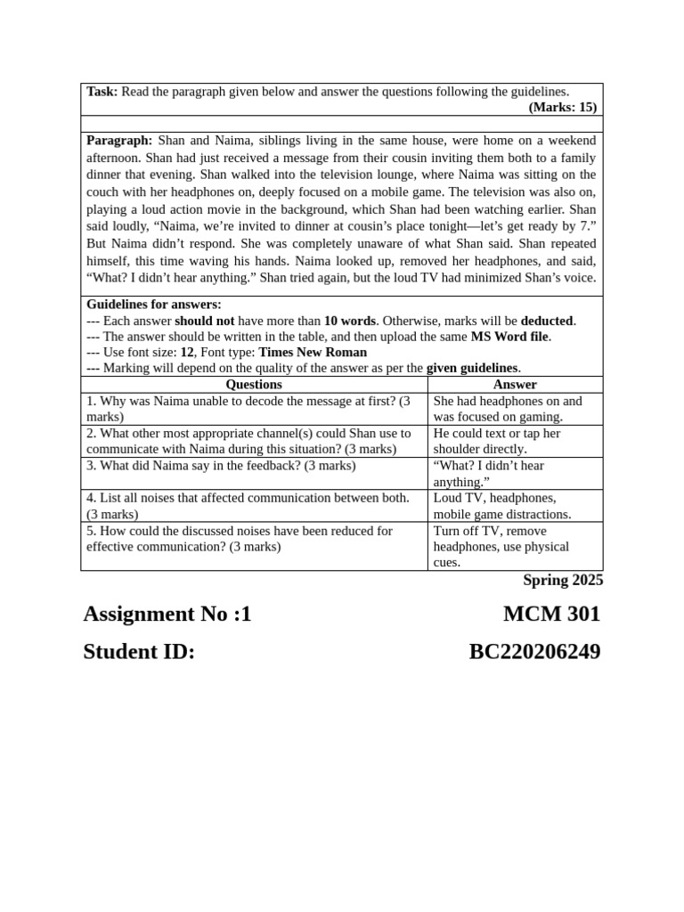 Assignment No 1 Mcm301 2025 | PDF | Headphones | Communication