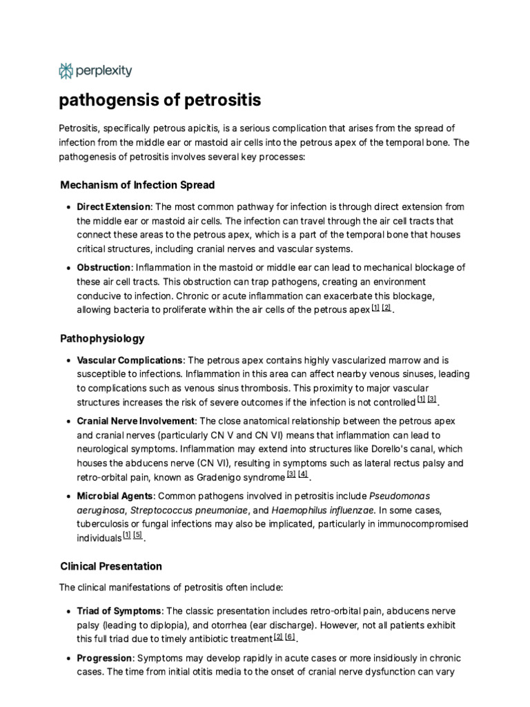 Pathogensis of Petrositis | PDF | Infection | Inflammation