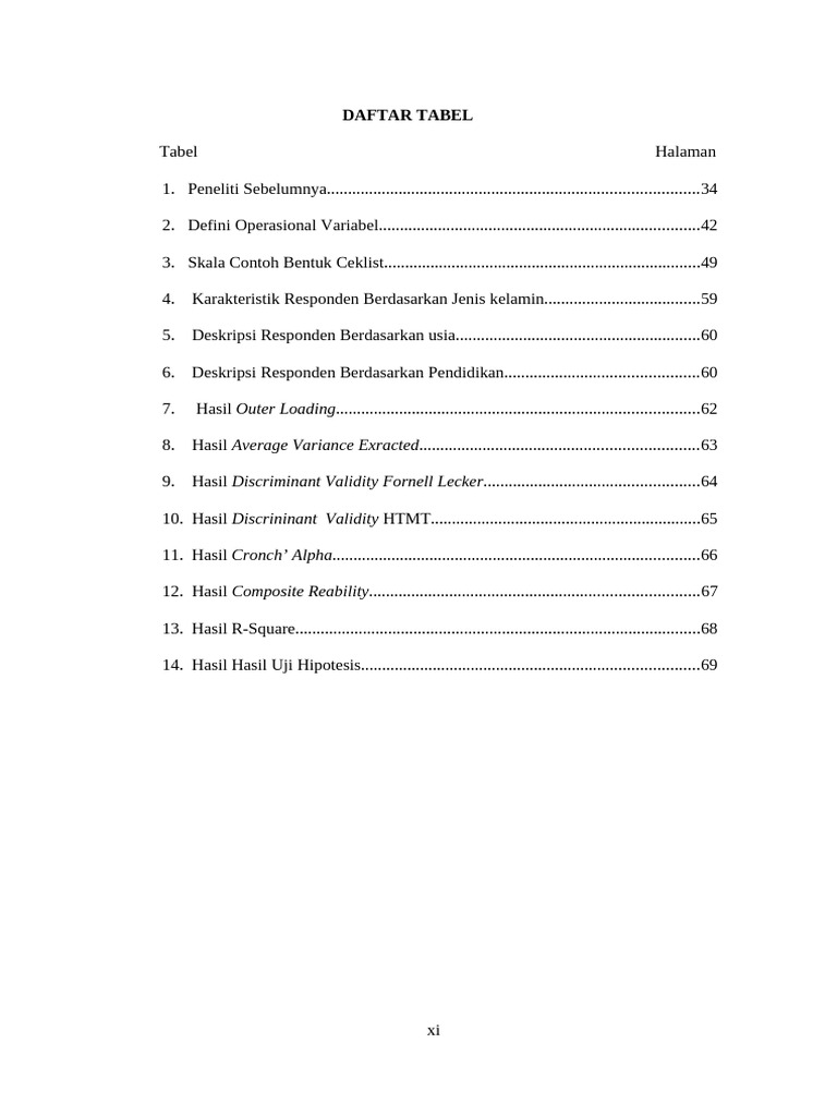 Daftar Tabel | PDF