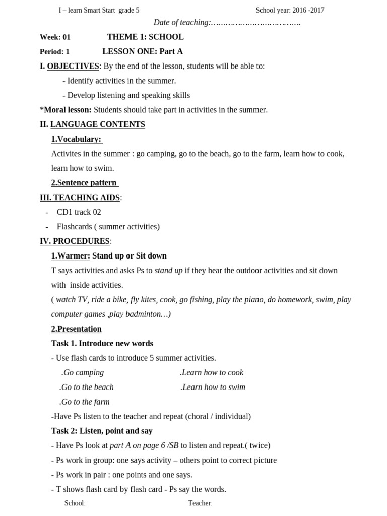 Grade 5 - Theme 1 H NH LTK | PDF | English Language | Flashcard