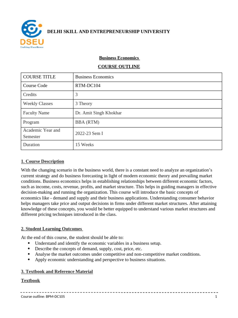 RTM-DC104 - Business Economics - Final | PDF | Monopoly | Economics