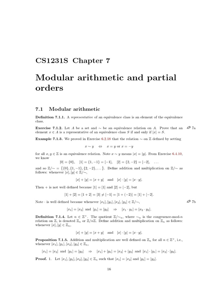 Modular Arithmetic and Partial Orders | PDF | Function (Mathematics ...