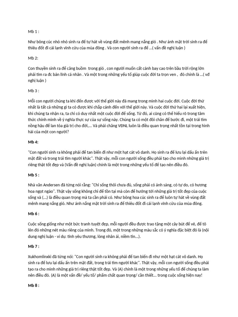 M Bài Chung Cho Văn NLXH | PDF