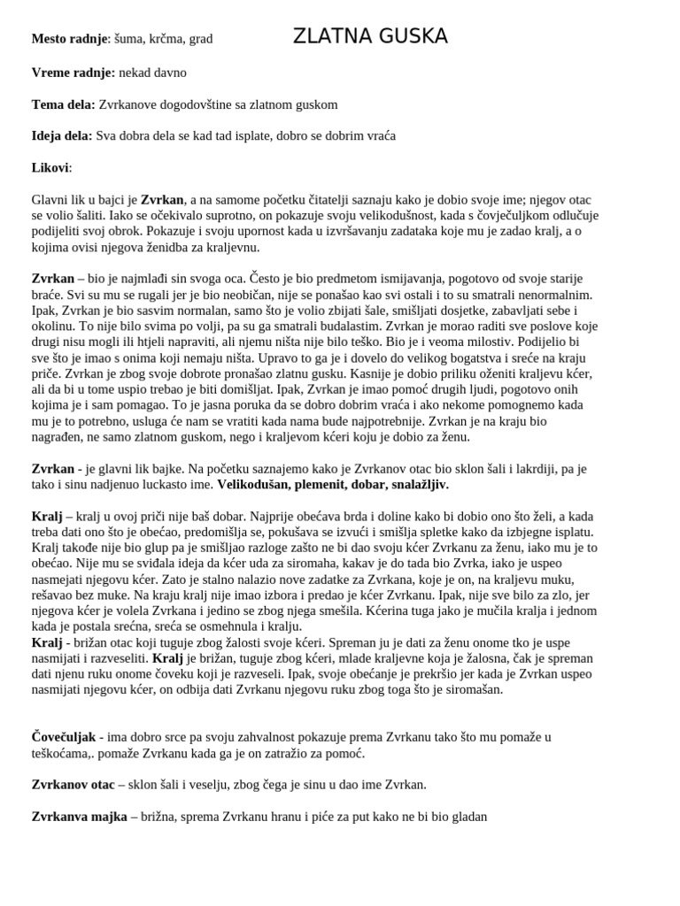 Braća Grim Zlatna Guska | PDF