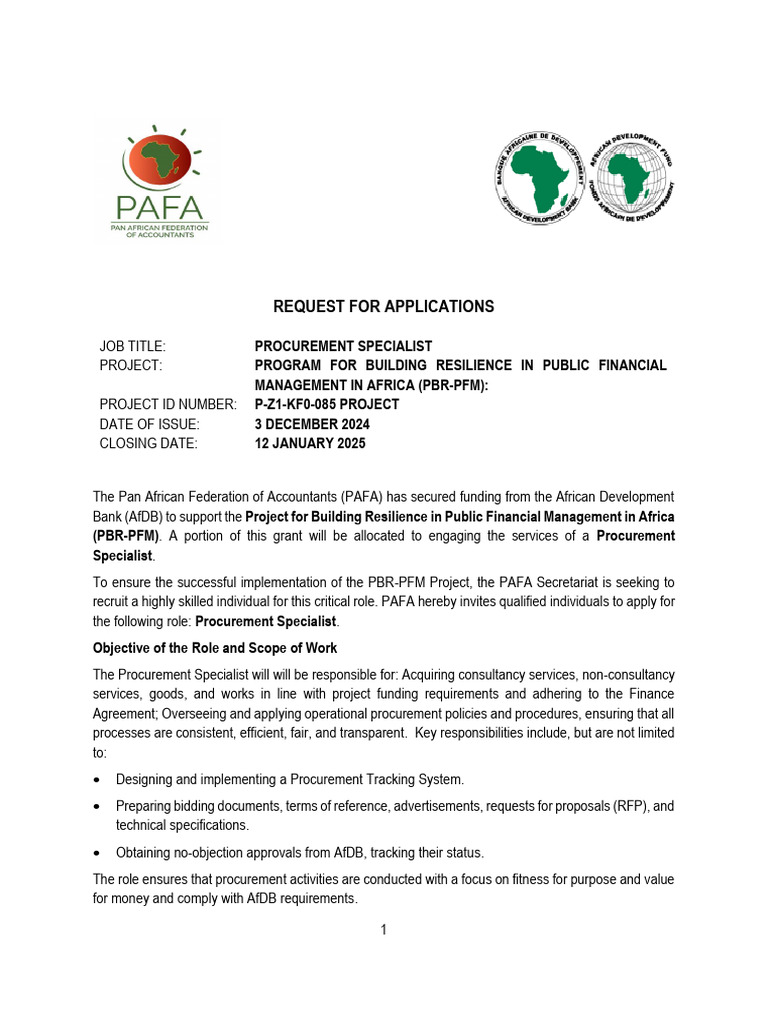 RFP Procurement Specialist | PDF | African Development Bank