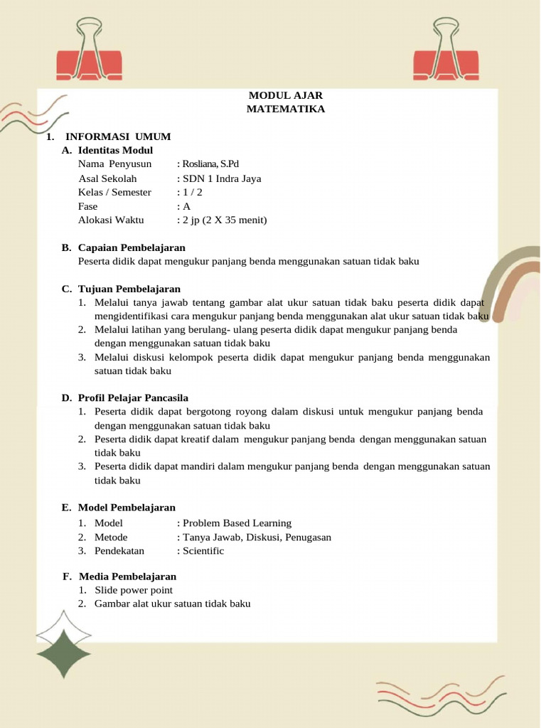 RPP Mate Matika | PDF