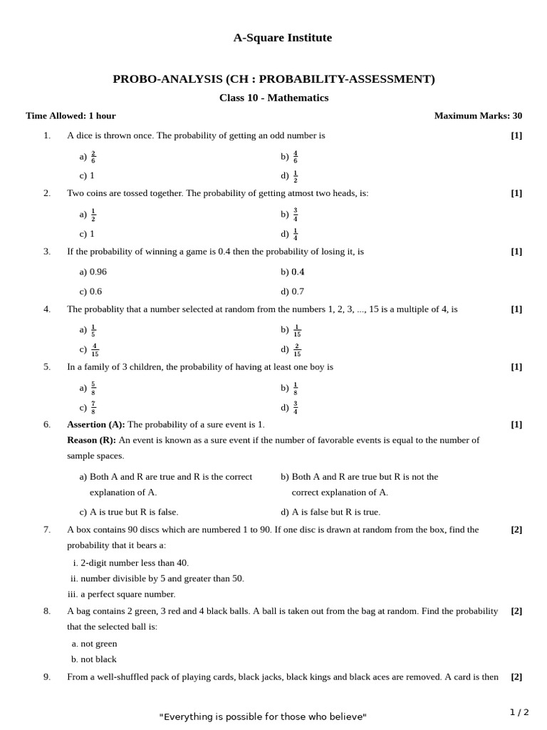 Probability HMT A Square | PDF | Blood Type | Clinical Pathology