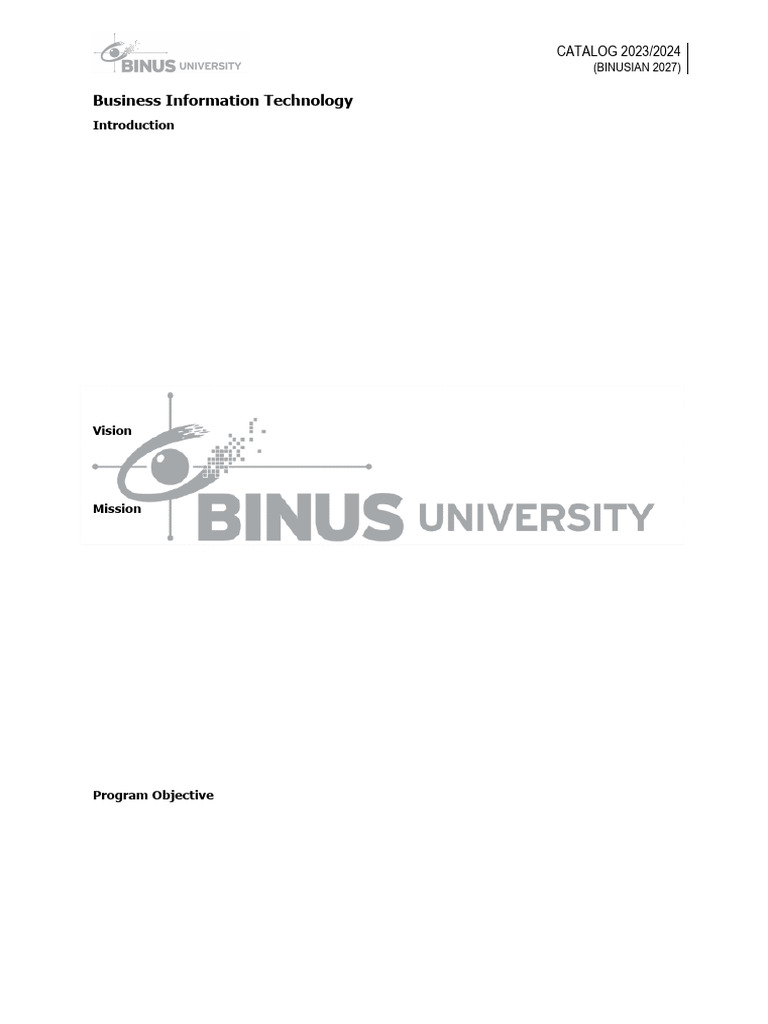 BINUS 2027 Business IT Curriculum Overview | PDF | Information System ...