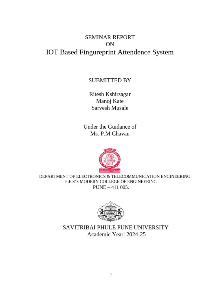 TE Mini Project Report Format-2024-25 | PDF | Biometrics | Fingerprint