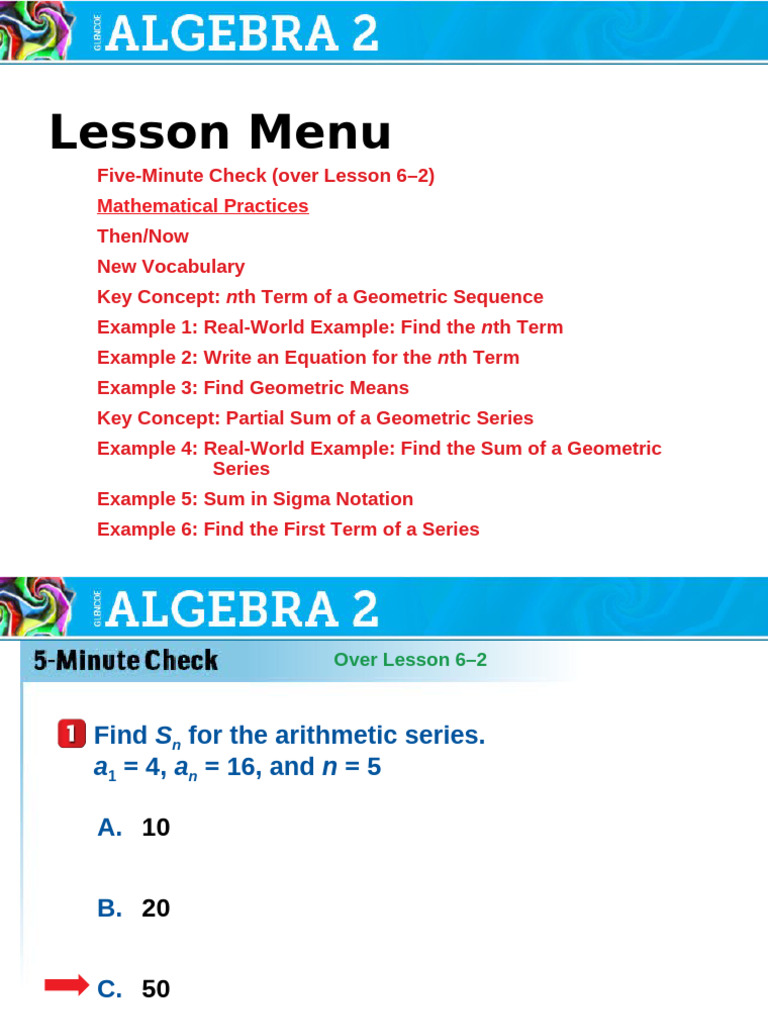 Geometric Sequences and Series Guide | PDF | Summation | Arithmetic