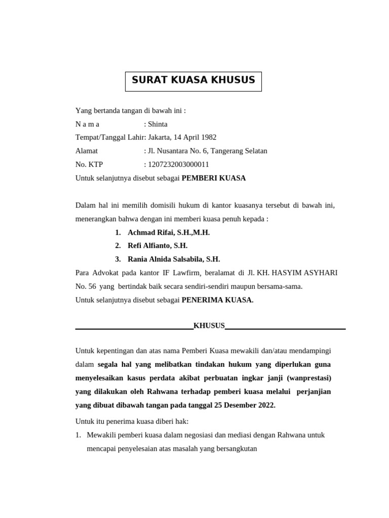 Tugas 5 PPB Surat Kuasa Achmad Rifai | PDF