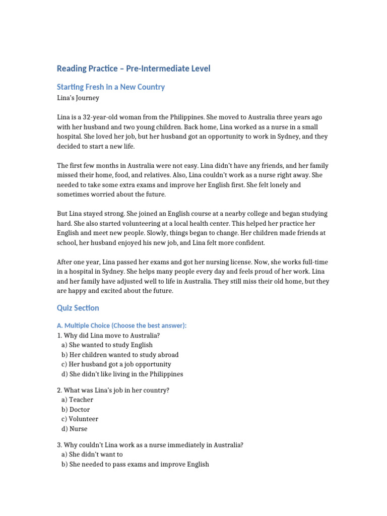 Short Passage For English Reading | PDF