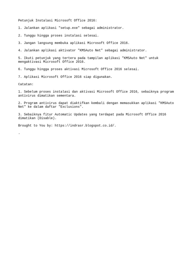 Petunjuk Instalasi Microsoft Office 2016 | PDF