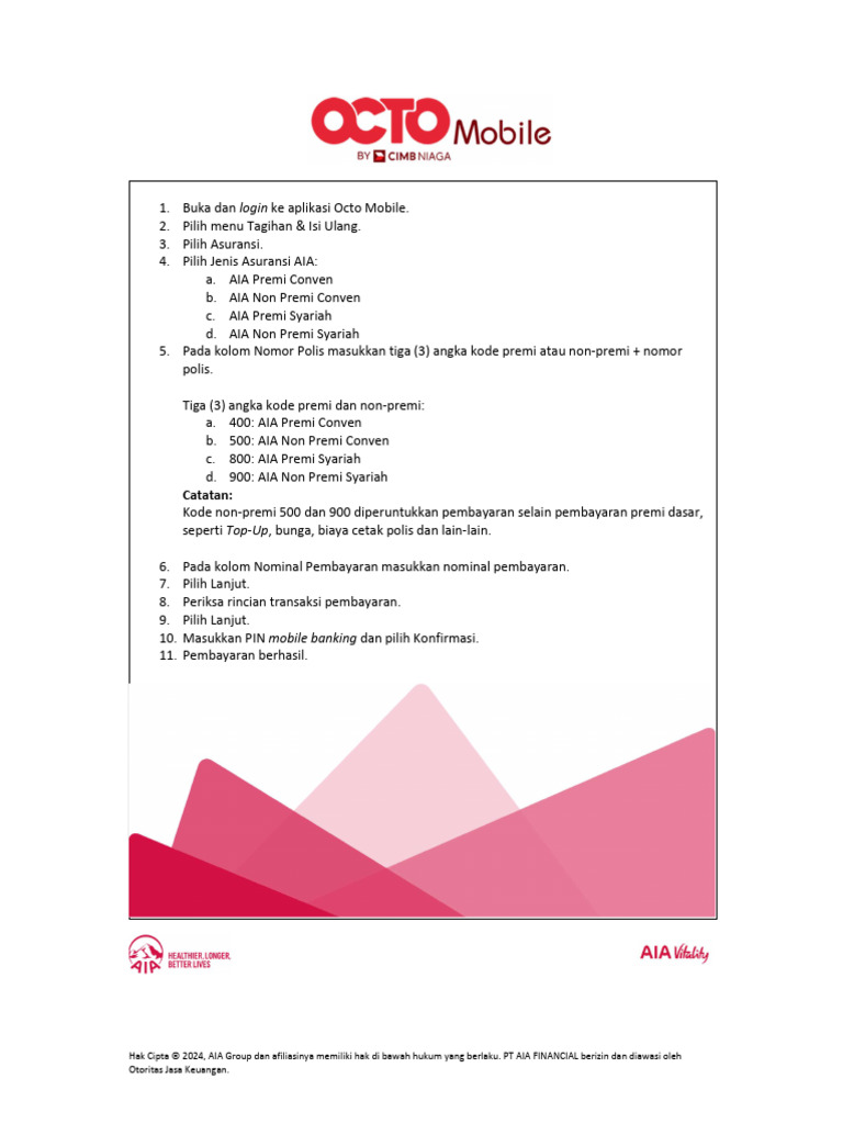 Premium Payment CIMB Via Octo Mobile | PDF