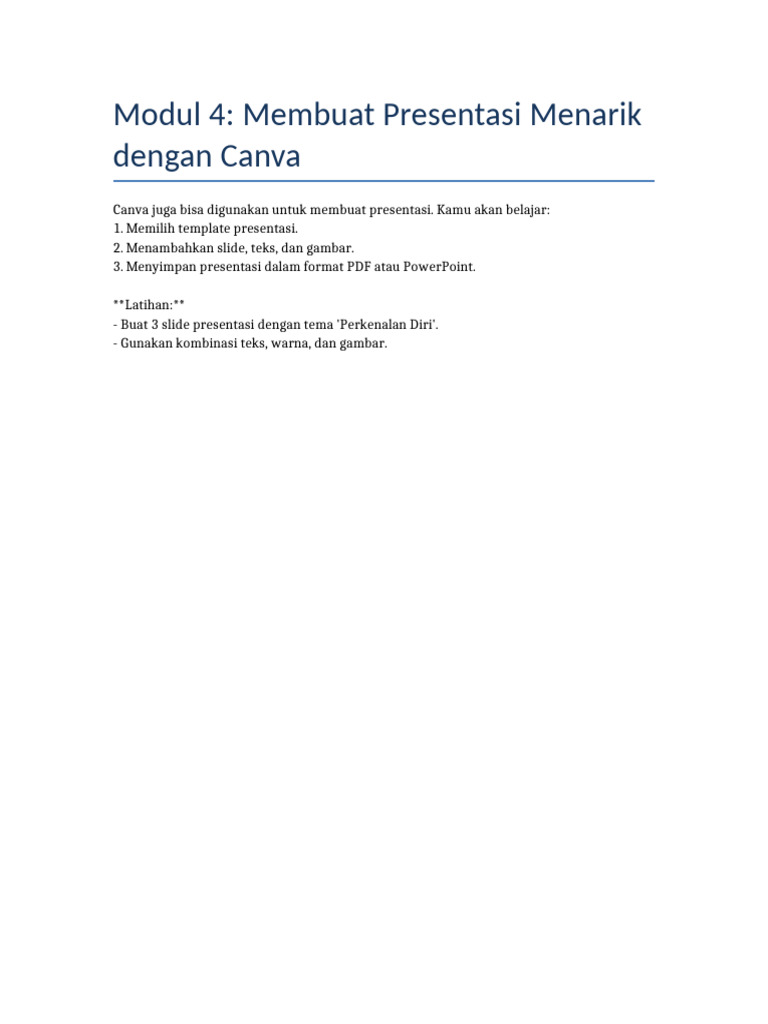 Membuat Presentasi Menarik di Canva | PDF