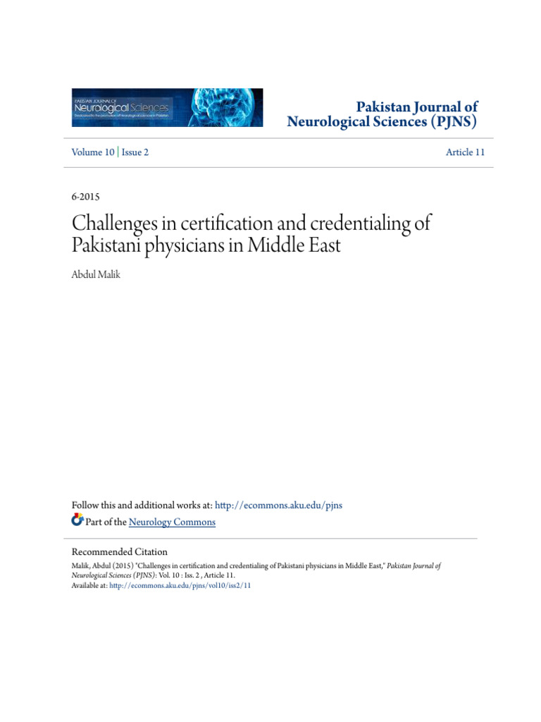 Challenges in certification and credentialing of Pakistani physic (1) | PDF | Doctor Of Medicine ...