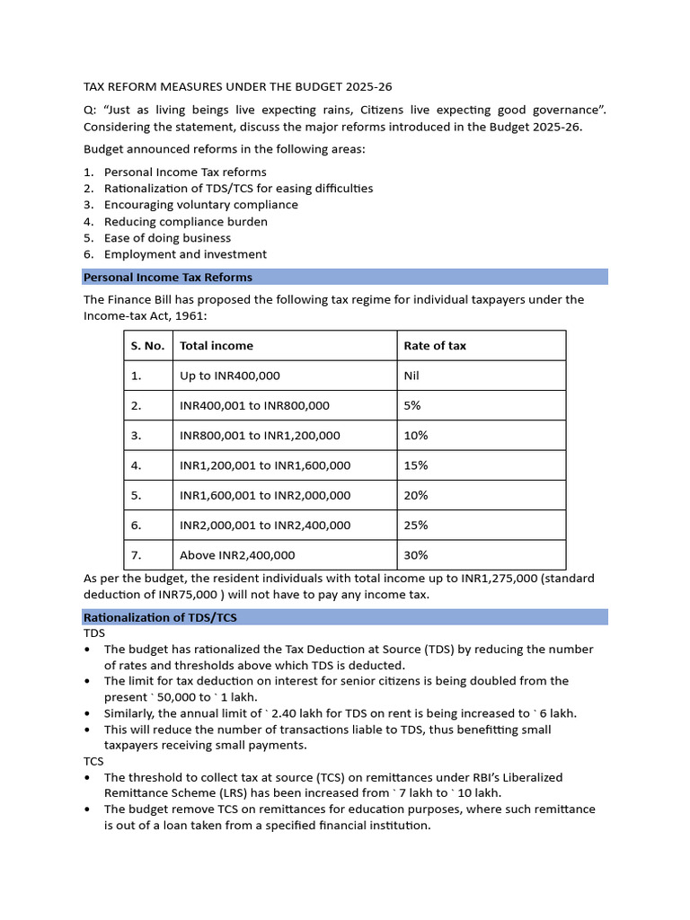 Budget 2025-26: Key Tax Reforms Explained | PDF | Taxes | Income Tax
