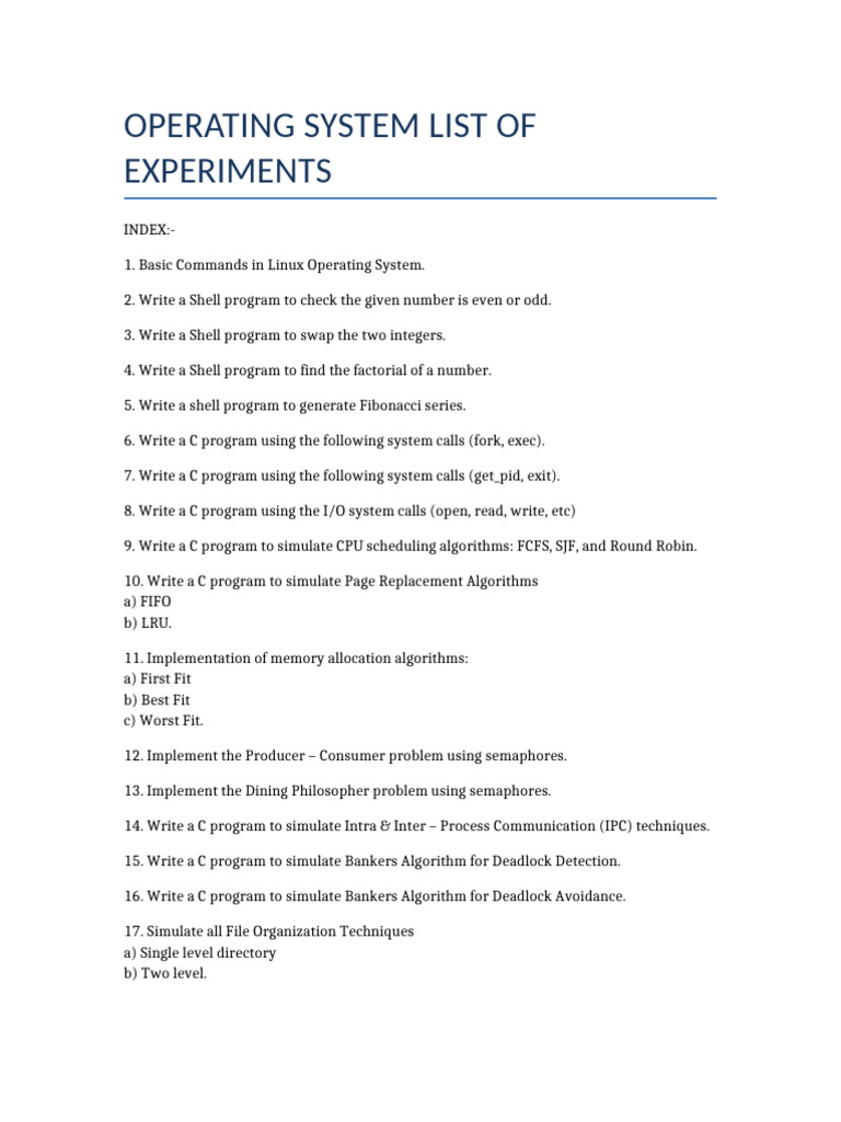 Operating System Experiments | PDF