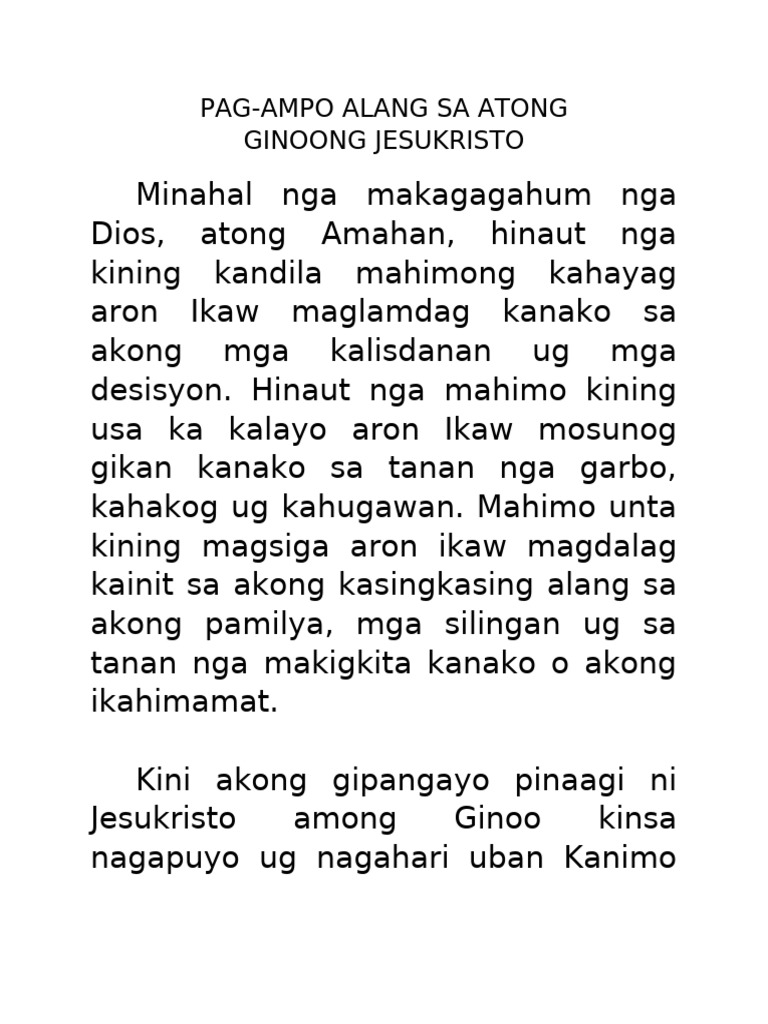 Pag-Ampo Alang Sa Atong Ginoong Jesukristo | PDF