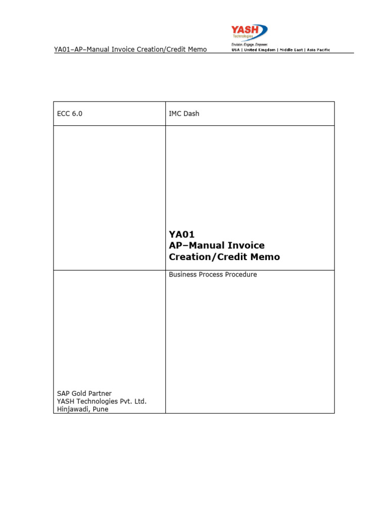 YA01-AP-Manual InvoiceCredit Memo-BBP | PDF | Accounts Payable | Cheque