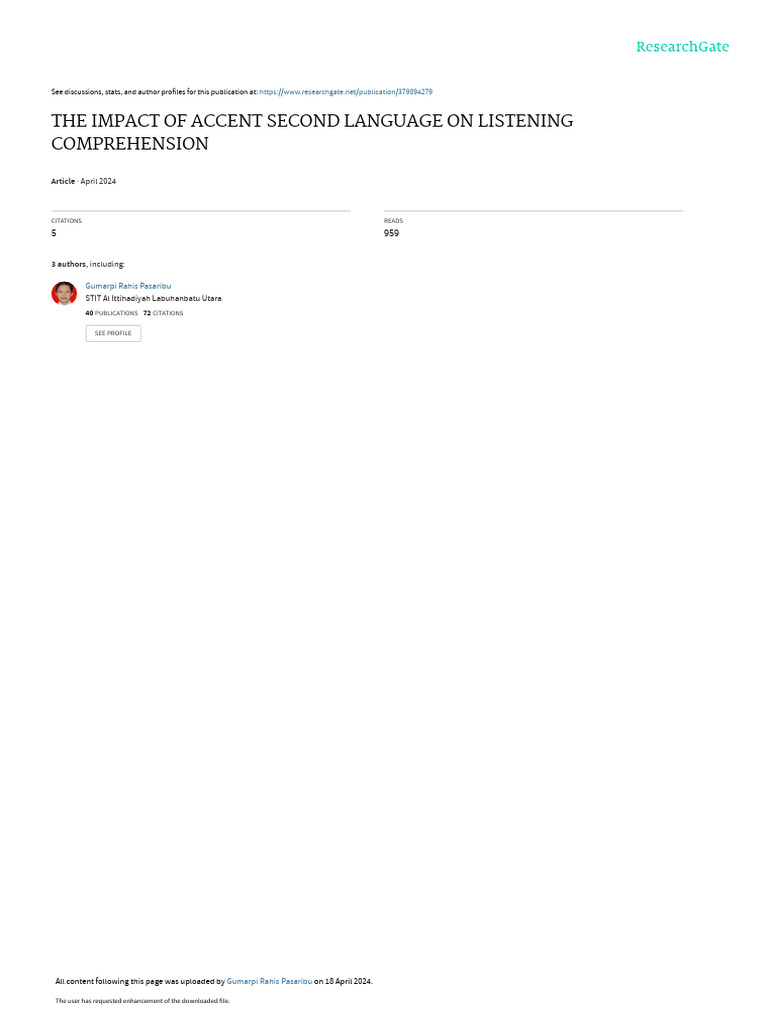 IMPACTS OF 2ND ACCENT ON LIS COMPREHENSION | PDF | Accent ...