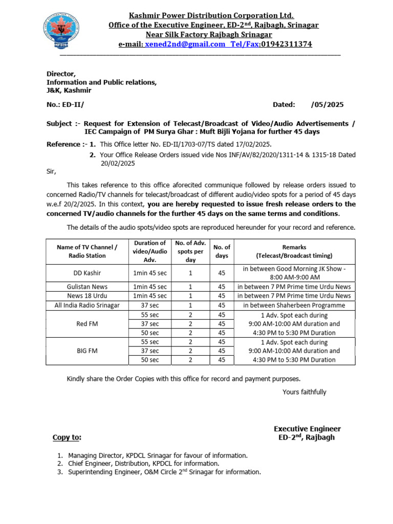 PM Suryaghar ADv 45 Days Extension | PDF | Radio Wave | Service Industries