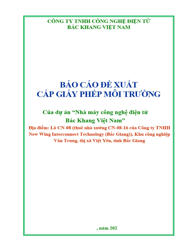 Nhà máy công nghệ điện tử Bac Khang VN | PDF
