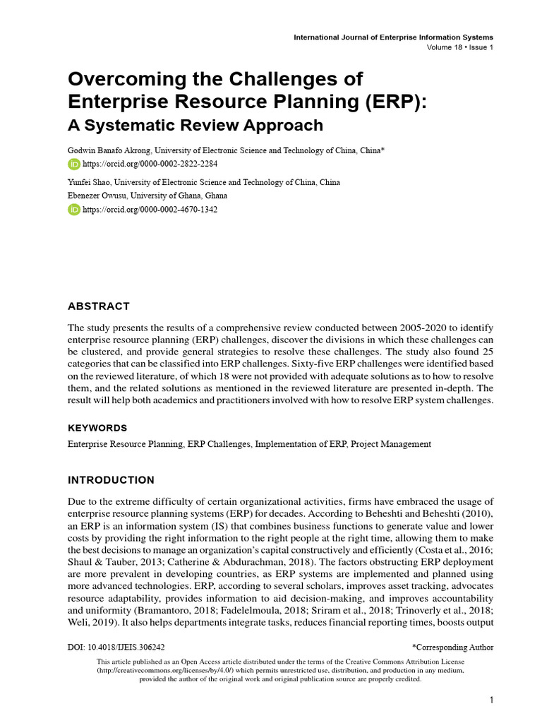 Overcoming The Challenges of Enterprise Resource P | PDF | Enterprise Resource Planning ...