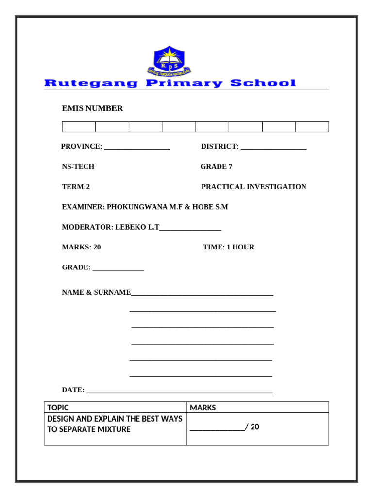 Grade 7 Natural Science Practical Task | PDF | Cognition | Learning