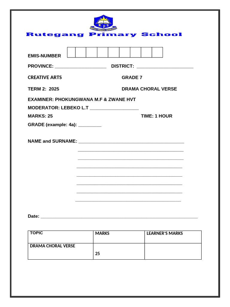 Grade 7 Creative Arts Exam Term 2 2025 | PDF | Dances | Clothing